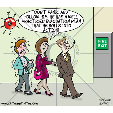 fire-evacuation-very-calm | Safety Cartoon - health and safety cartoons